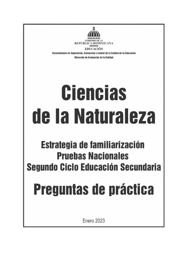 Cuadernillo Simulacro PN Ciencias de La Naturaleza 6to Pomavid | PDF