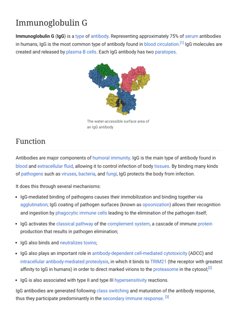 Immunoglobulin G - Wikipedia | PDF
