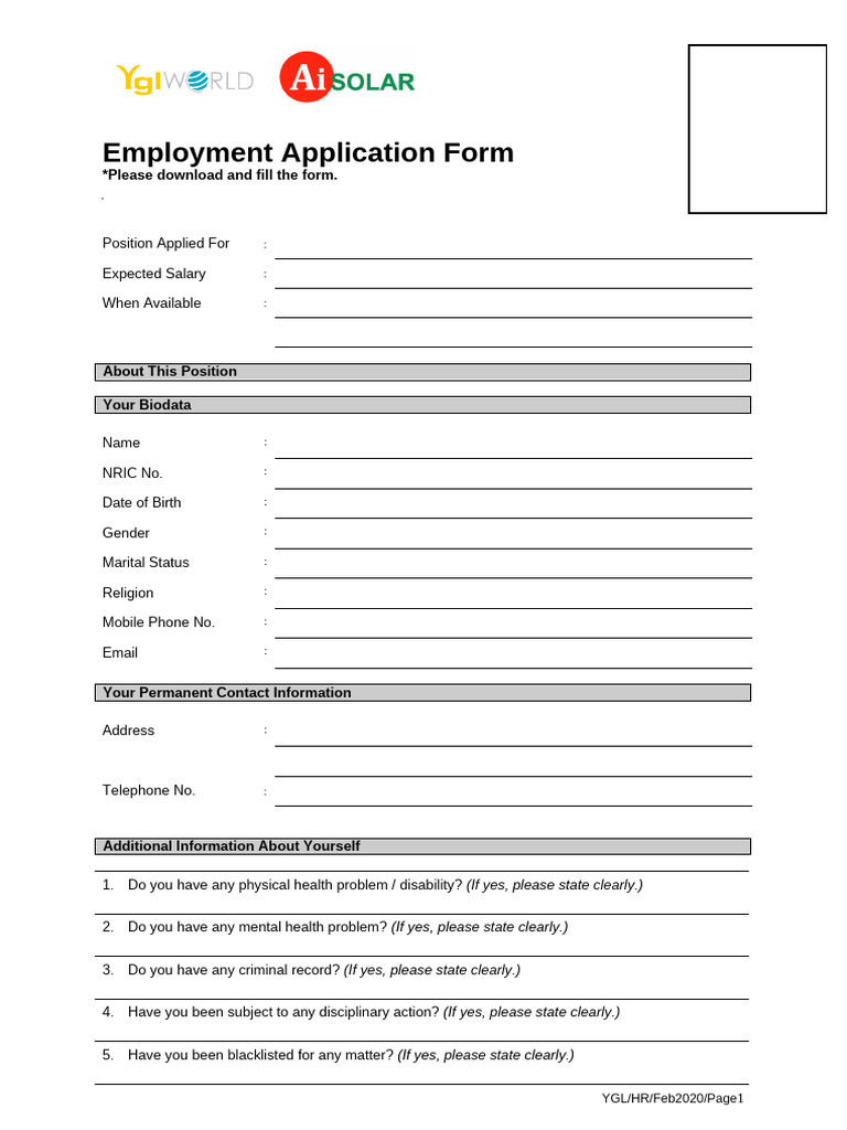Employment Application Form - Interview | PDF