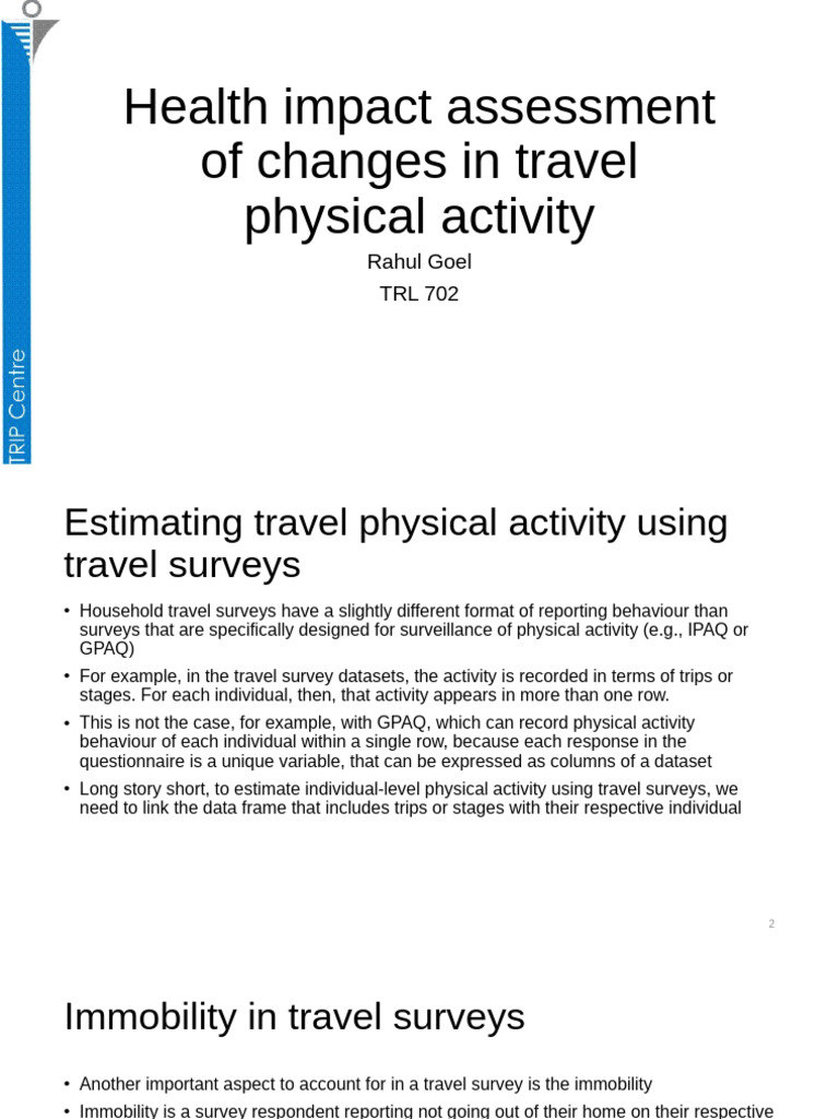 Health Impact Assessment Using Physical Activity Exposure | PDF