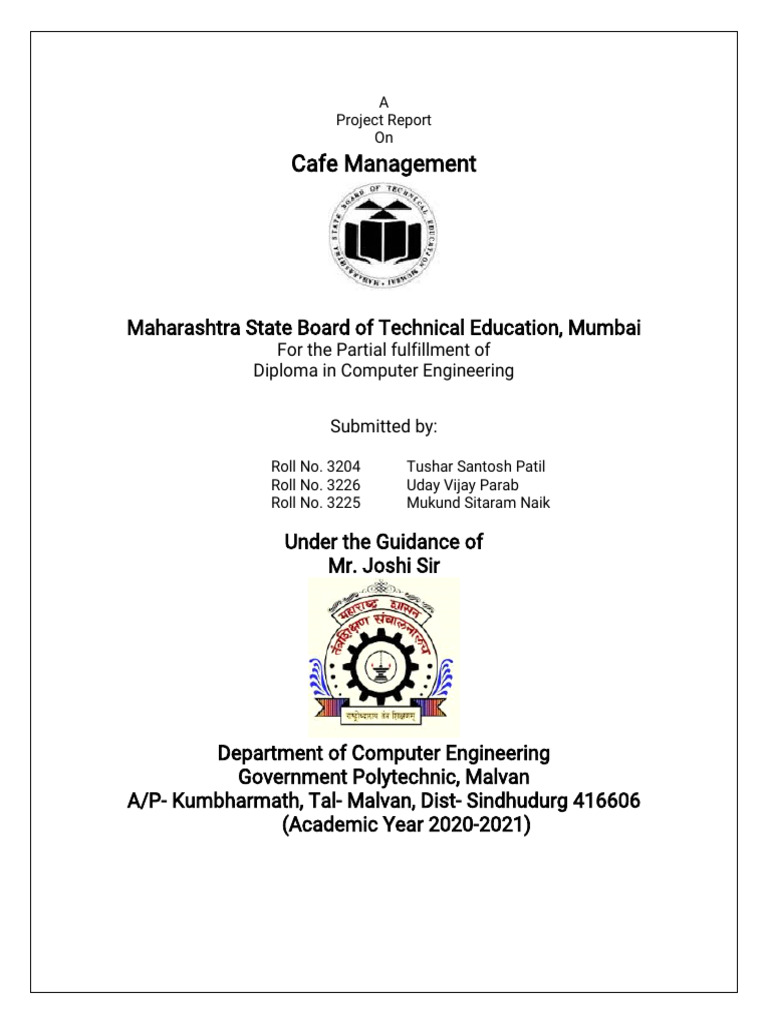 AJP Project (Cafe Management) .Docs | PDF