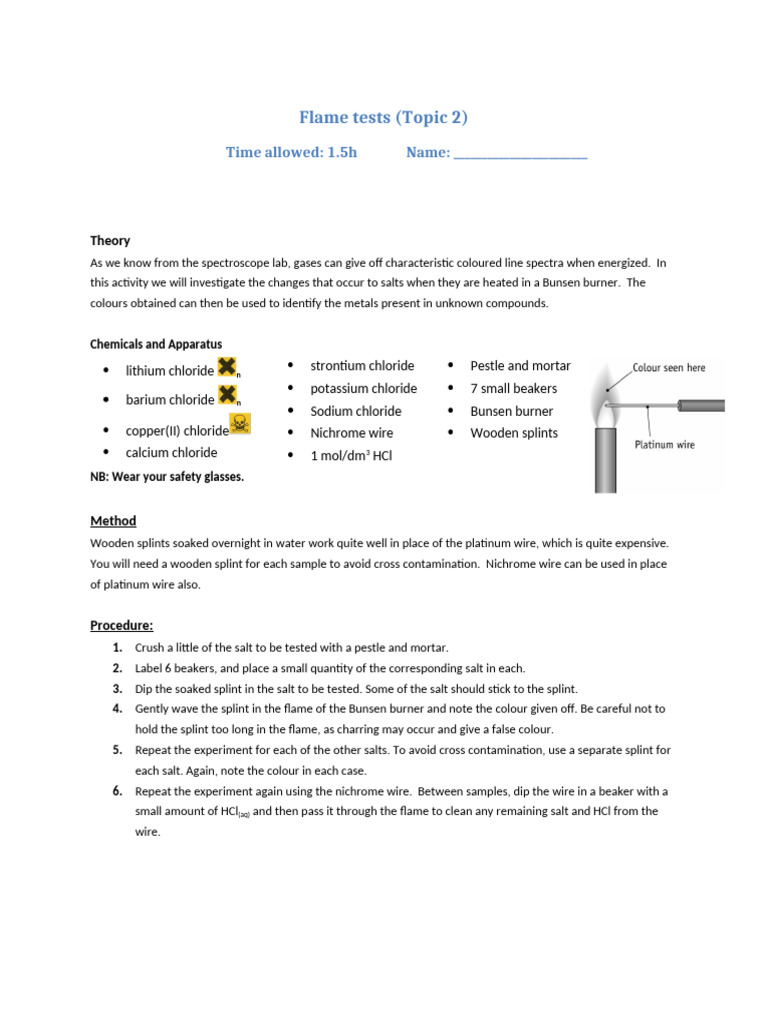 Flame Test Pdf