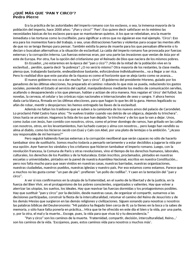 ¿QUÉ MÁS QUE ‘PAN Y CIRCO’ | PDF