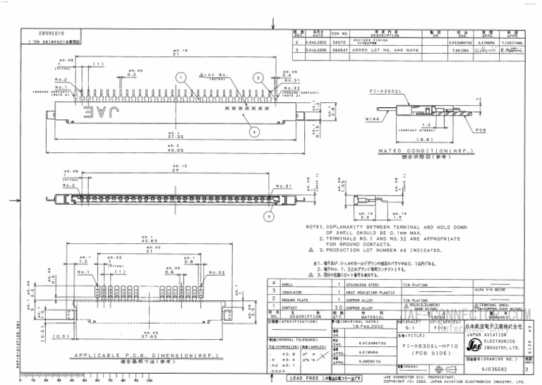 JAE FI-XB30SL-HF10 Datasheet | PDF