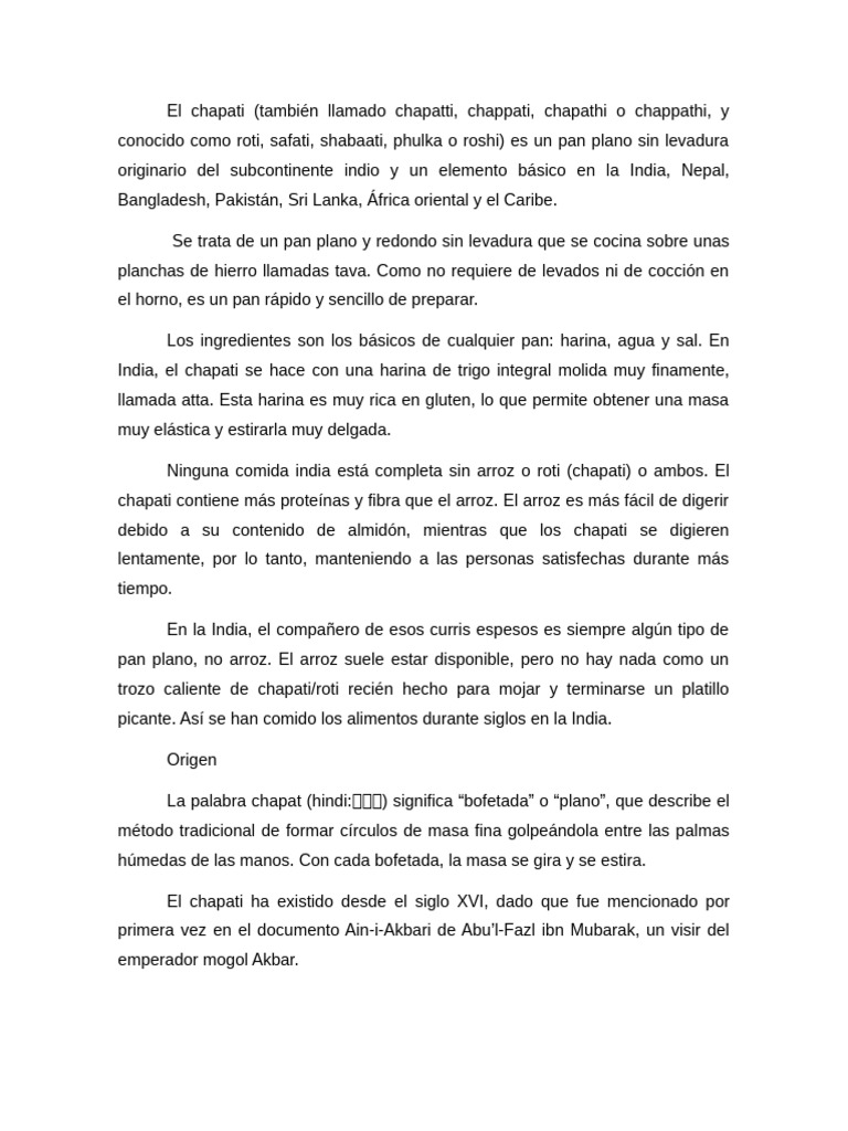 Chapati | PDF | Cocina, comidas y vino | Religión y espiritualidad