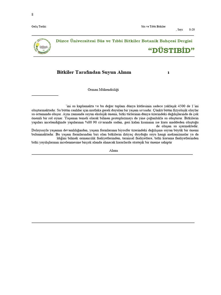 Biyosferde Su D - NG - S - Ve Bitkiler Taraf - Ndan Suyun Al - Nma Mekanizmalar (#1282441 ...