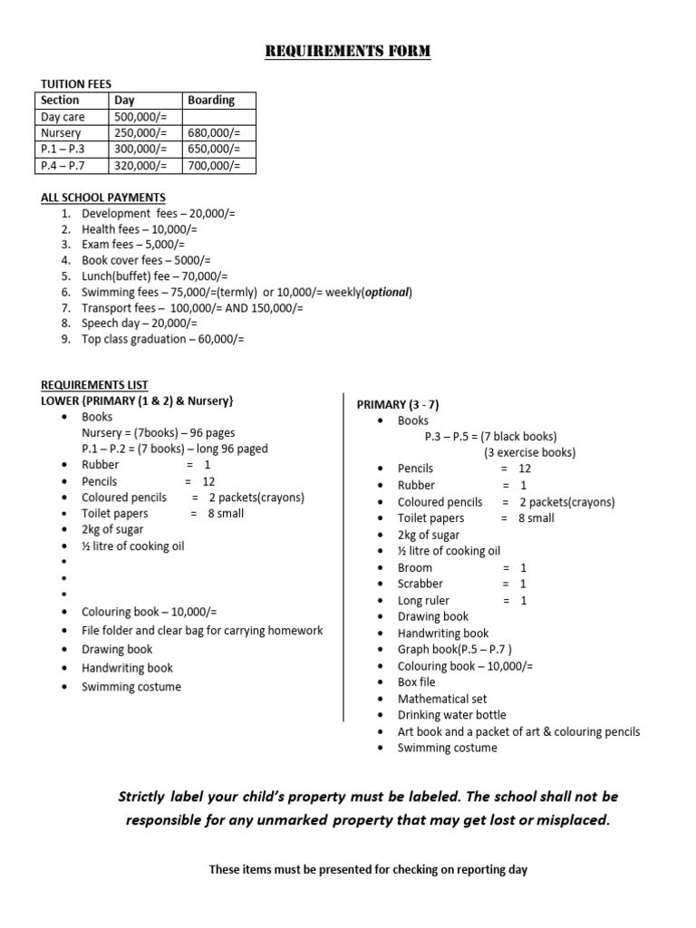 Term 3 Requirements Form 2024 | PDF