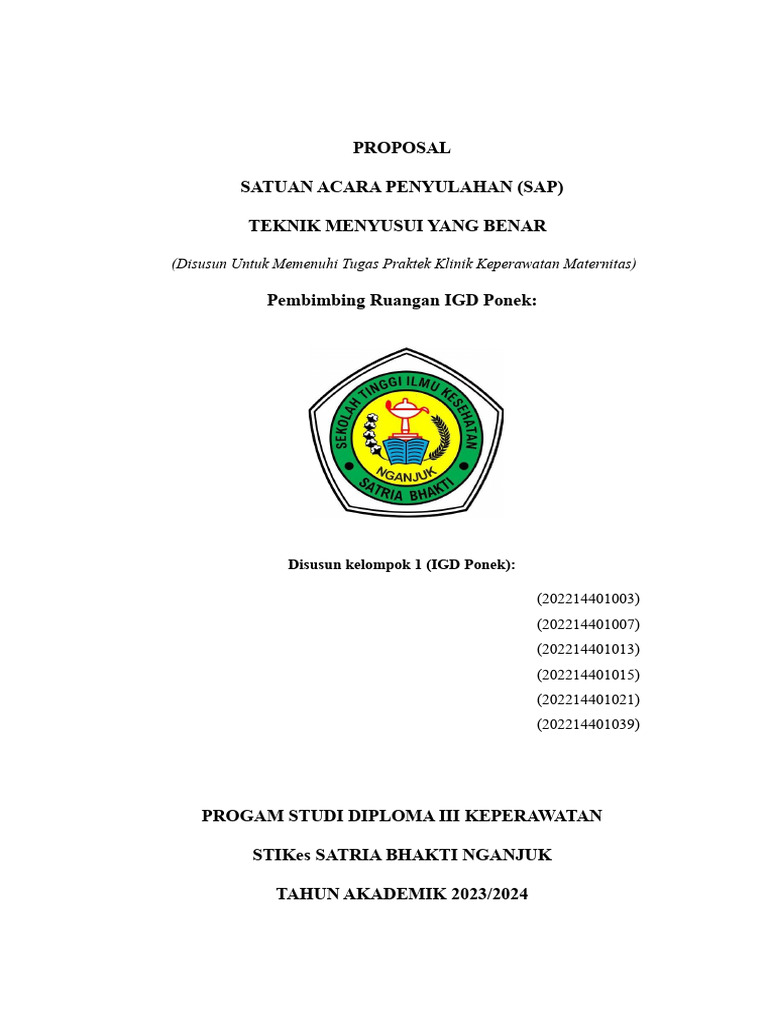 Sap Teknik Menyusui Igd Ponek | PDF