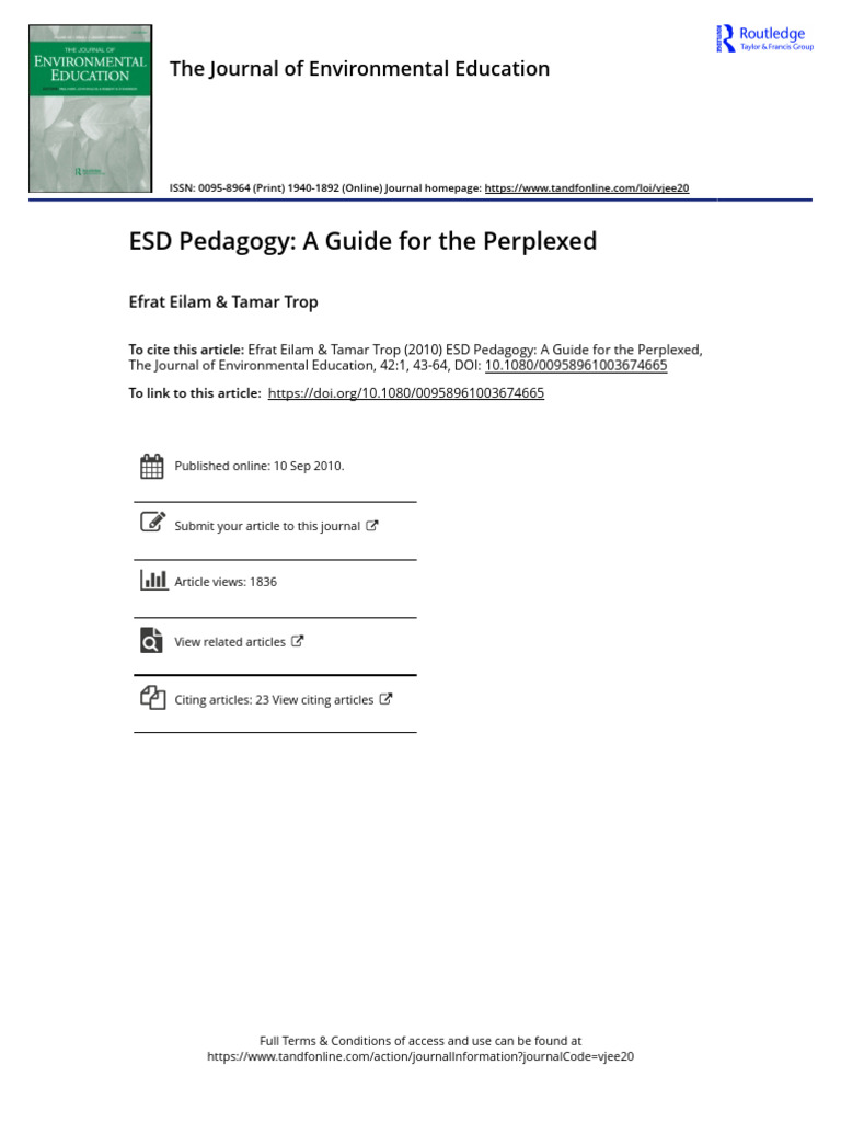 ESD Pedagogy A Guide For The Perplexed | PDF