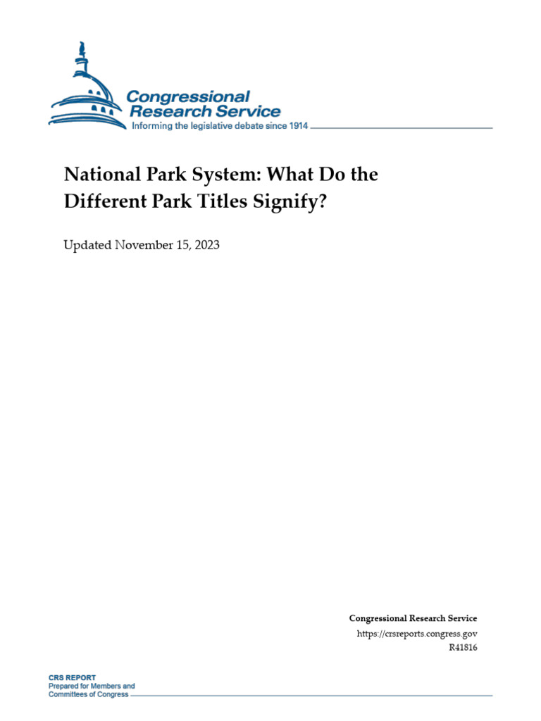 National Park System: What Do The Different Park Titles Signify? | PDF