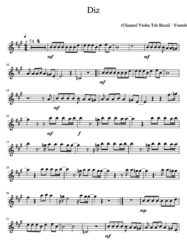 Diz You Say Gabriela Rocha Channel Violin Tab Brazil Youtube | PDF