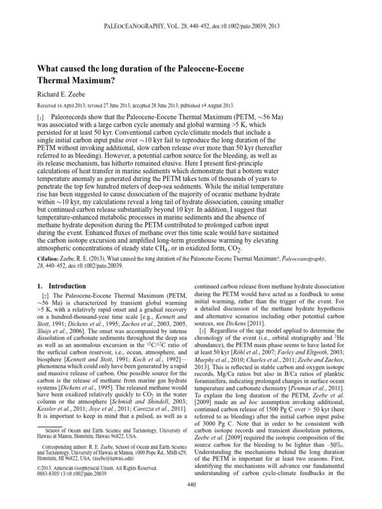 Paleoceanography - 2013 - Zeebe - What Caused The Long Duration of The ...