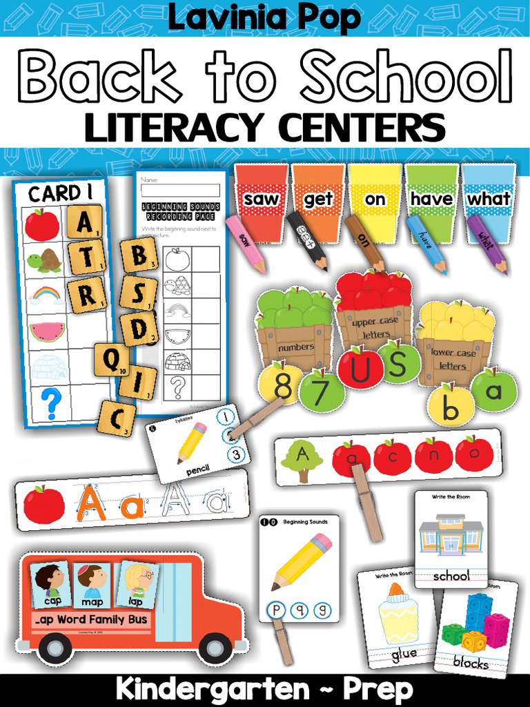 086 - Back To School Literacy Centers For Kindergarten | PDF