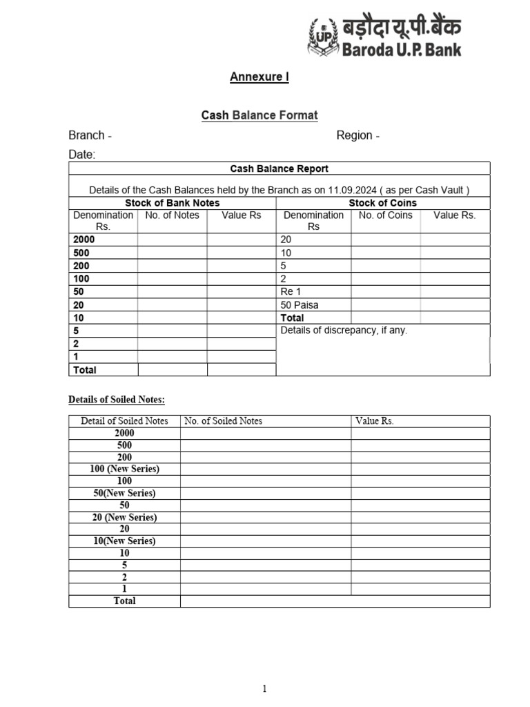 Cash Balance Format2 | PDF