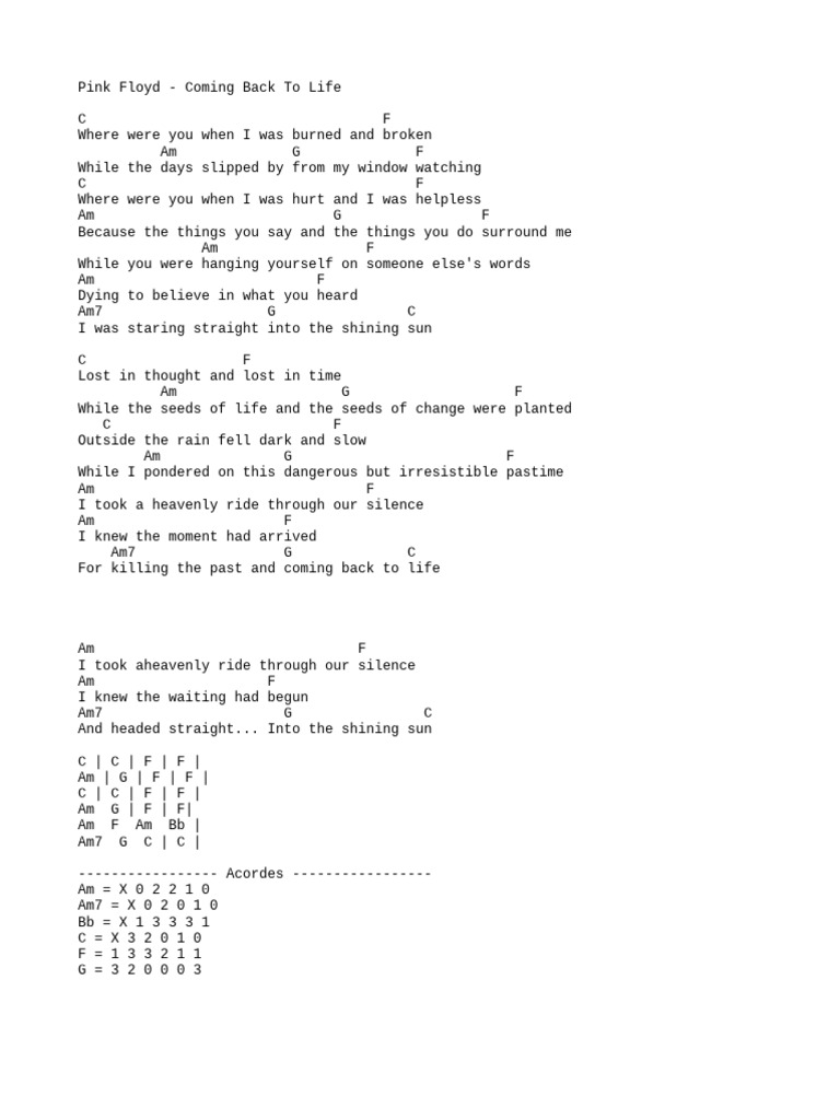 Pink Floyd - Coming Back To Life | PDF