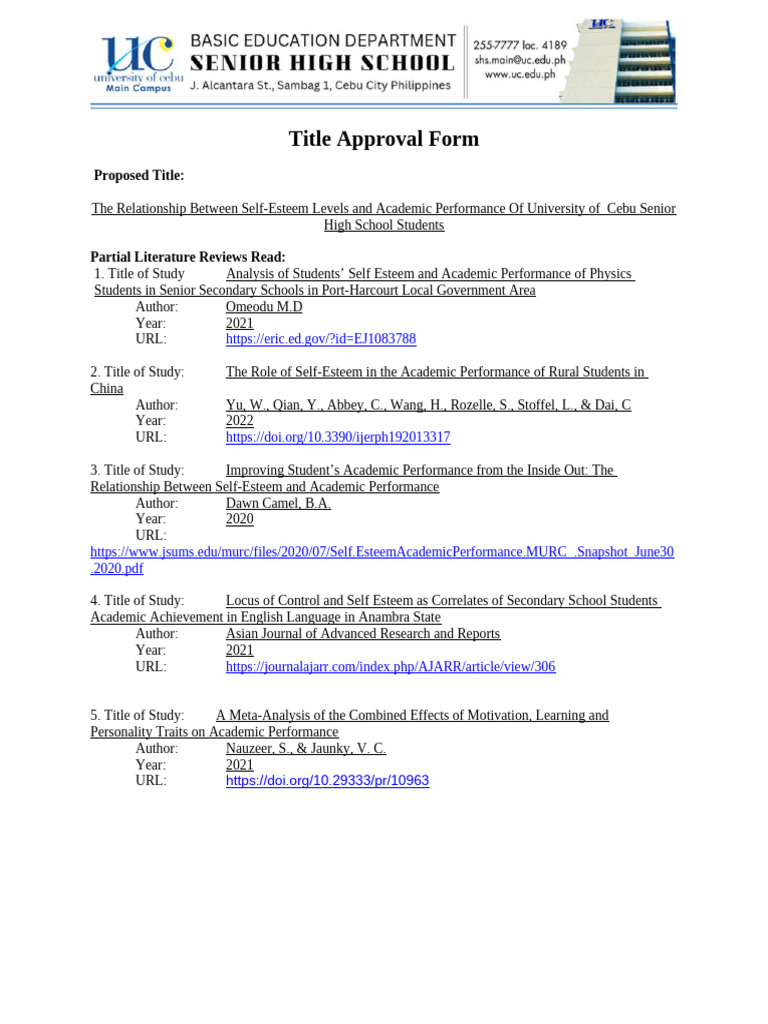 Updated - Title Approval Form | PDF