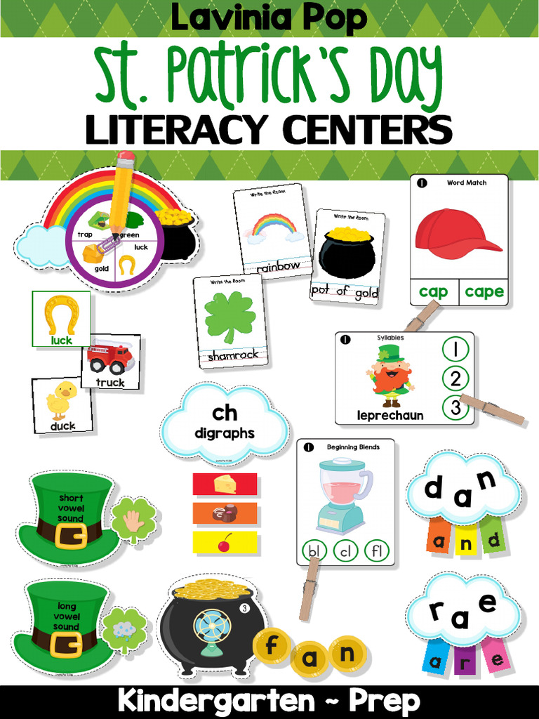 096 - St. Patrick's Day Literacy Centers For Kindergarten | PDF