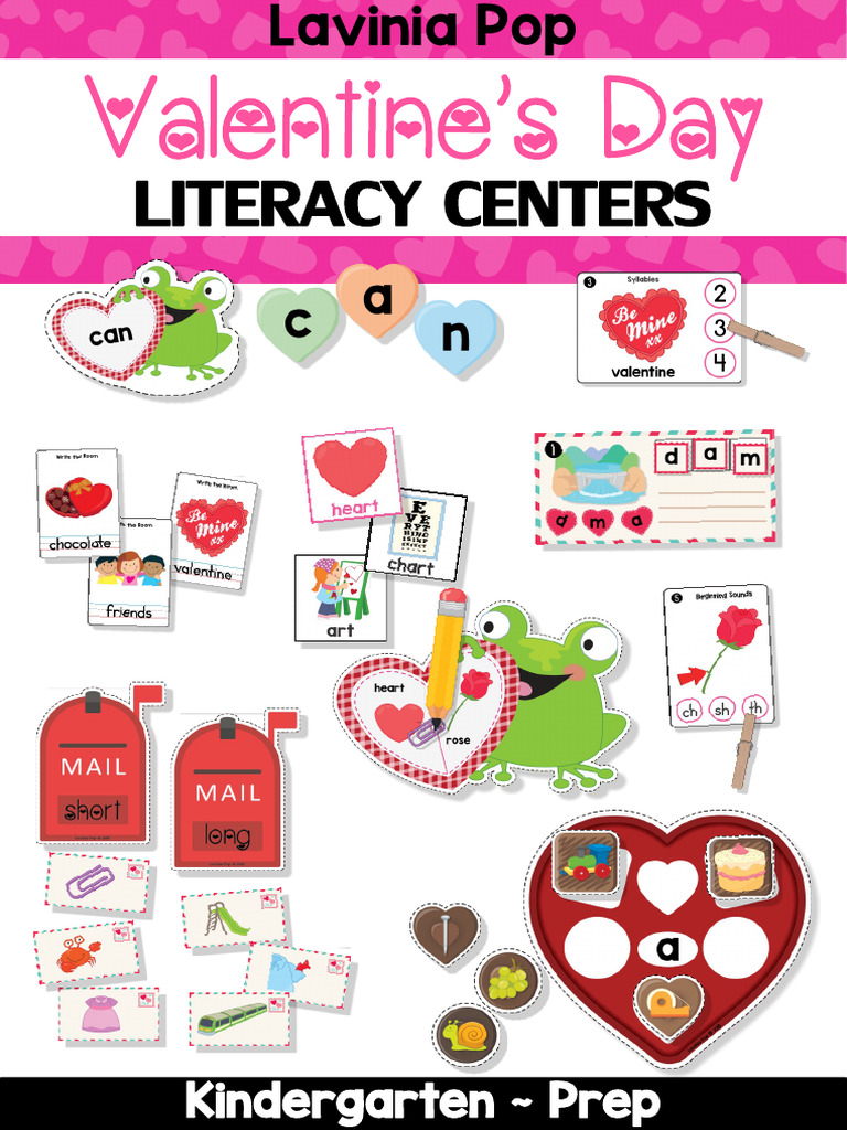 094 - Valentine's Day Literacy Centers For Kindergarten | PDF