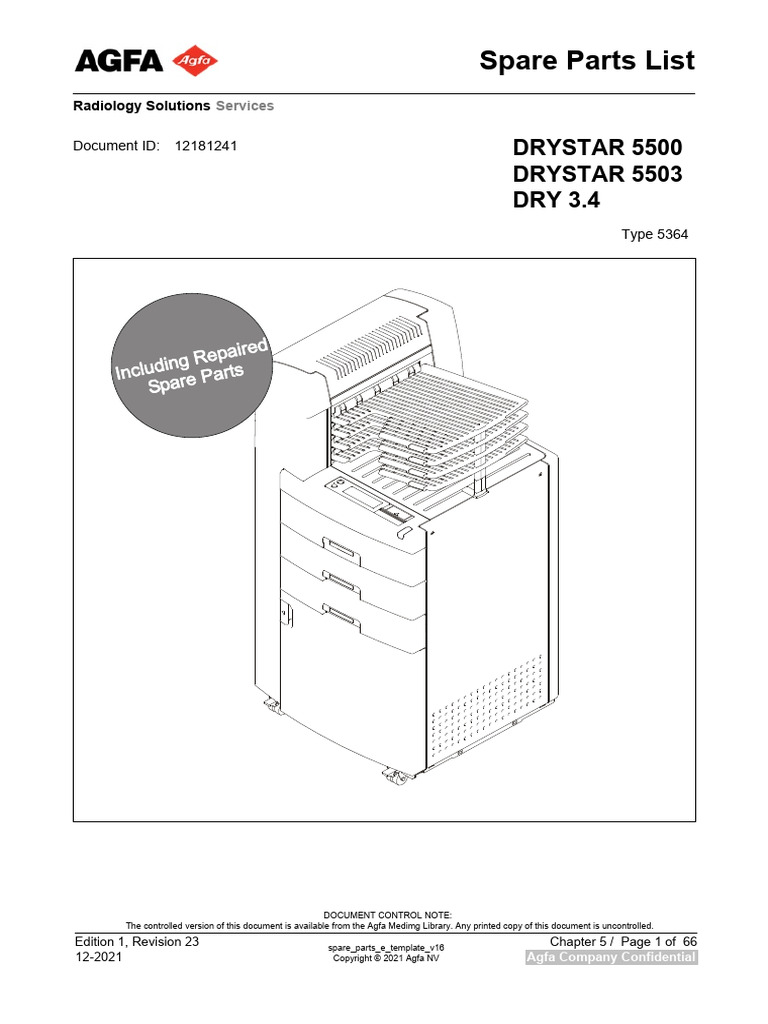 DRYSTAR 5500 - DRYSTAR 5503 - Chapter 05 - Spare Parts List | PDF