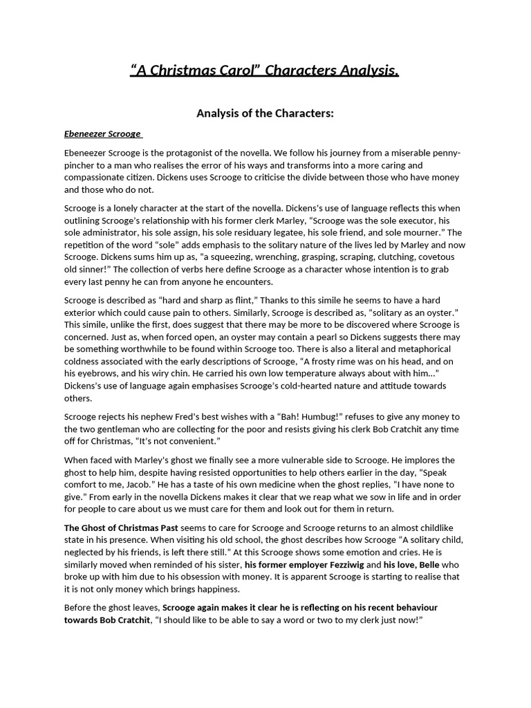 "A Christmas Carol: Character Insights" | PDF | Ebenezer Scrooge | A ...