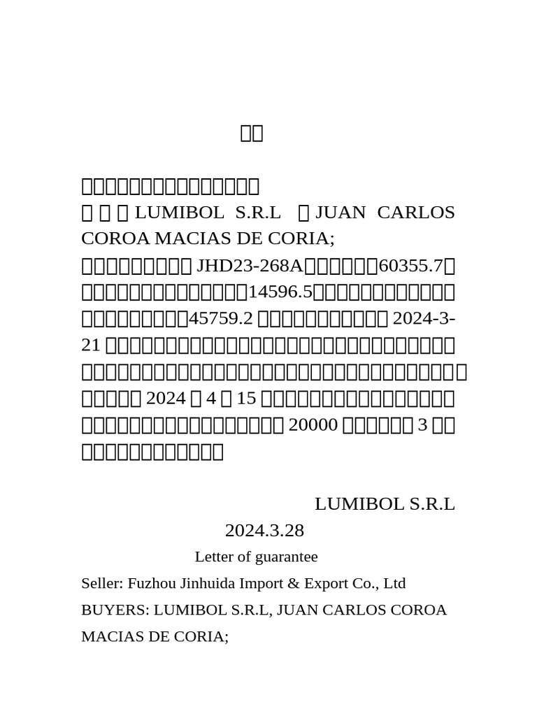 Letter of Guarantee | PDF