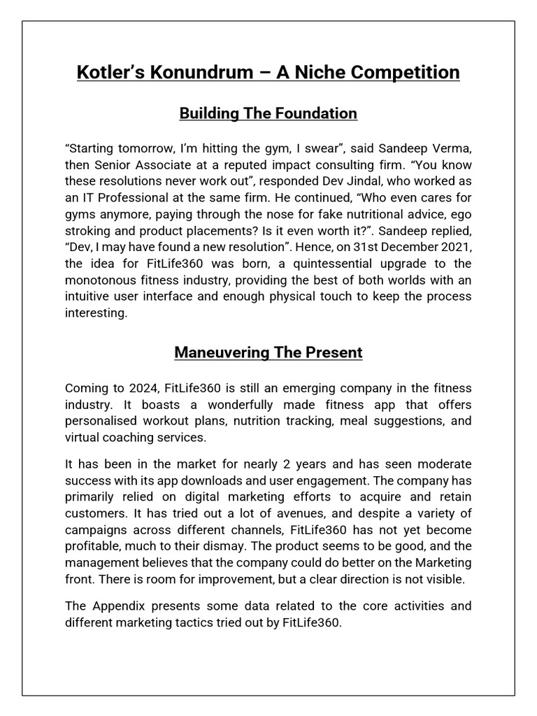 66e2c6b1e4167 Kotlers Konundrum - A Niche Competition | PDF