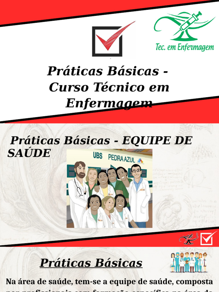 Aula 1 - PrÃ¡ticas BÃ¡sicas - Curso TÃ© Cnico em Enfermagem | PDF