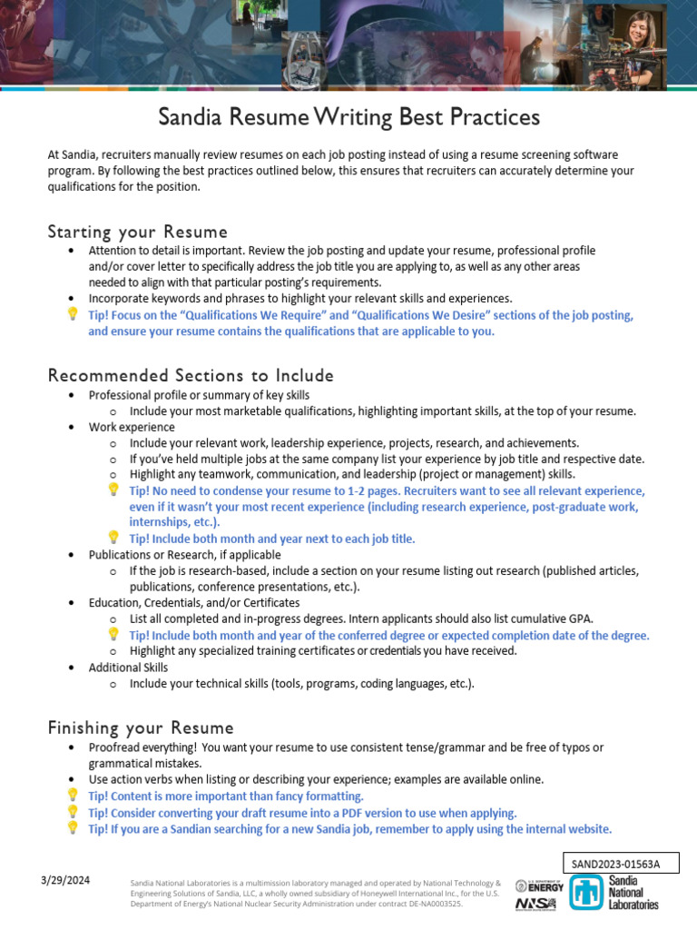 Resume Writing Best Practices - ApplicationGuidance | PDF