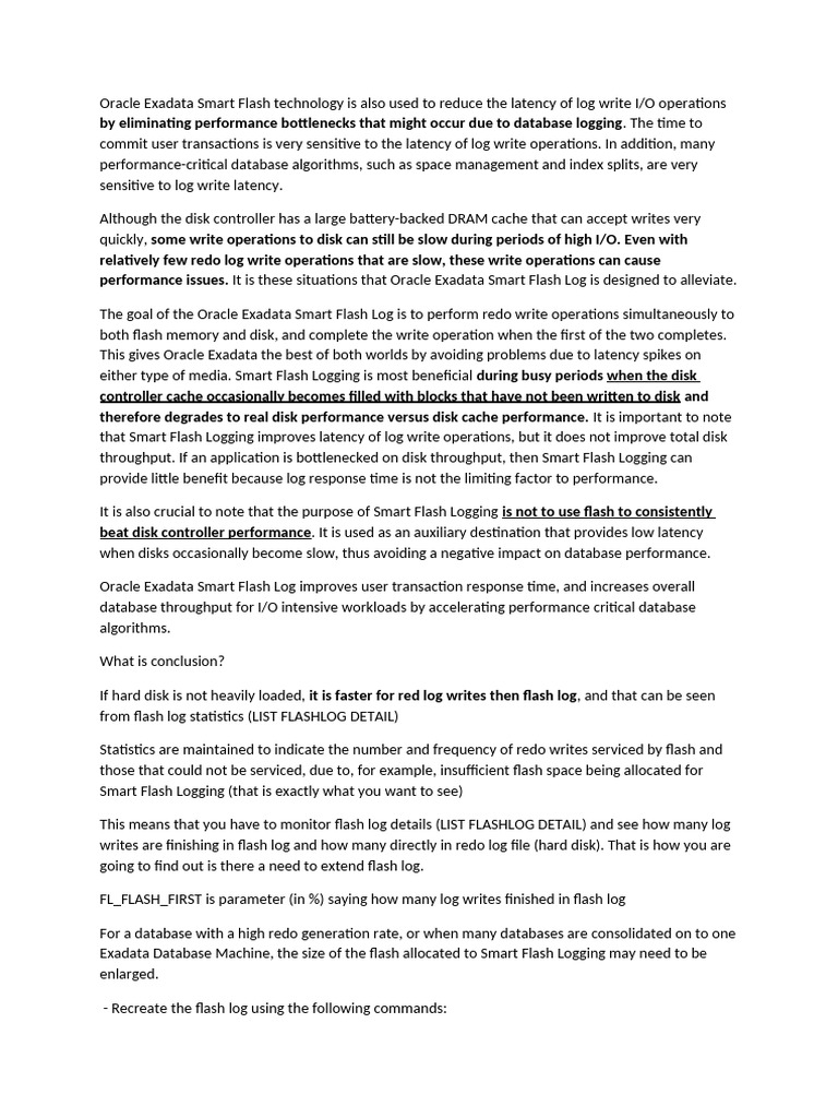 Oracle Exadata Smart Flash | PDF