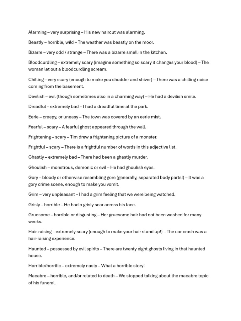 Scary Adjectives | PDF