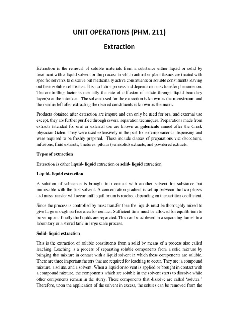 Extraction PHM 211 | PDF