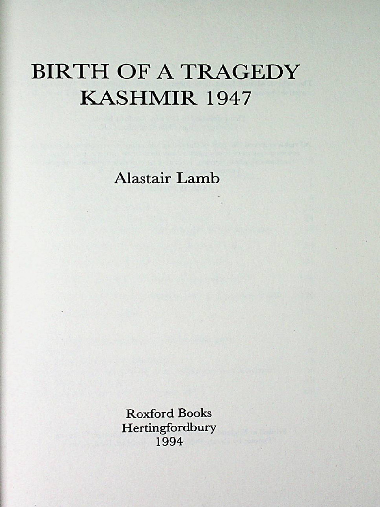 Birth of A Tragedy Kashmir 1947 | PDF