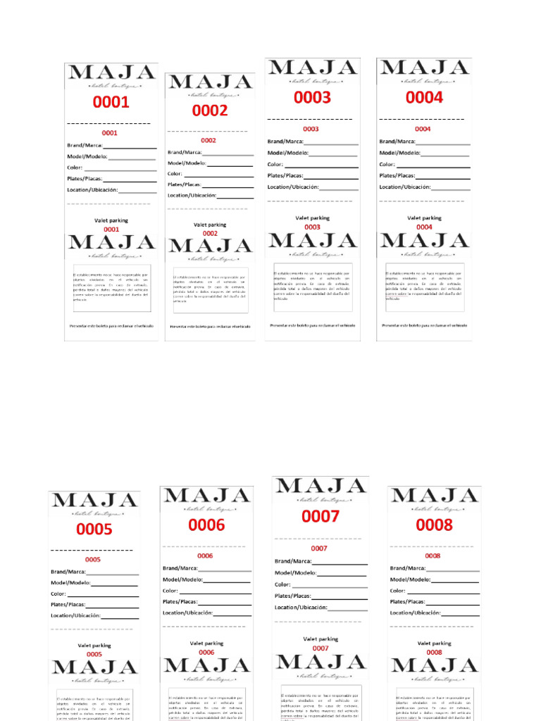 Boletos de Valet Parking | PDF