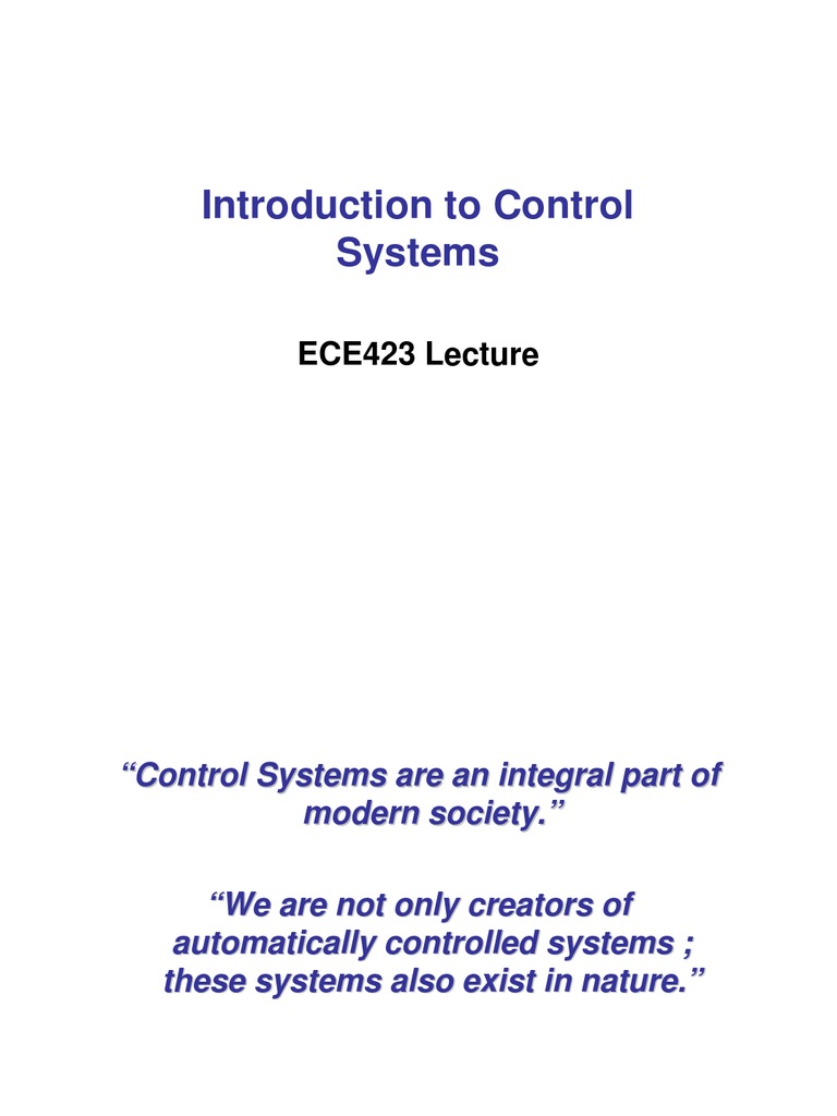 Introduction To Control Systems | PDF | Control System | Steady State
