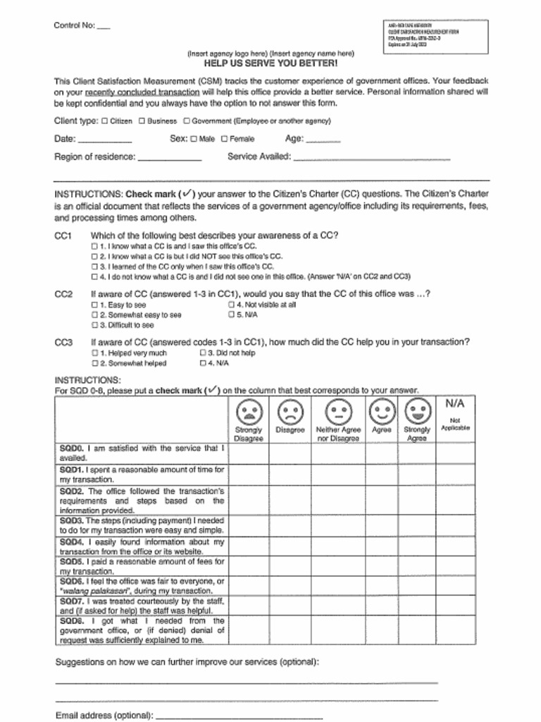 CSM Survey Form | PDF