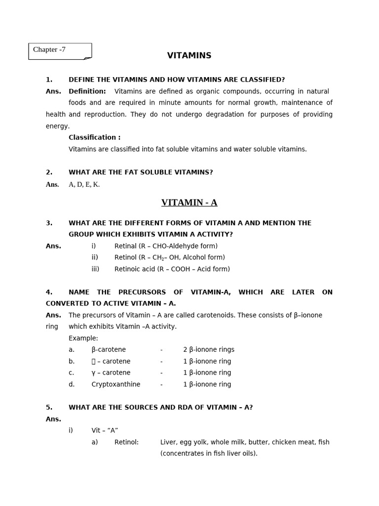 Vitamins | PDF | Retinal | Vitamin A