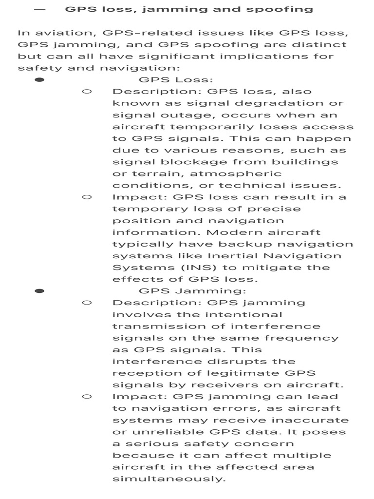 GPS loss, jamming and spoofing | PDF