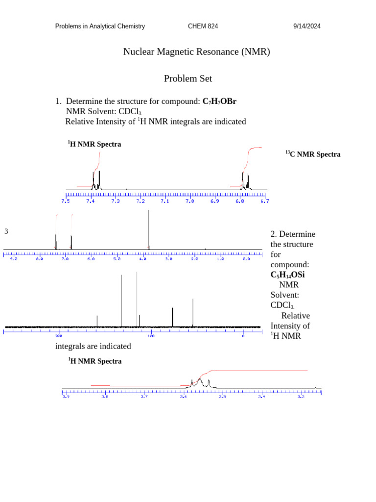 NMR Problem Set 10 03 | PDF
