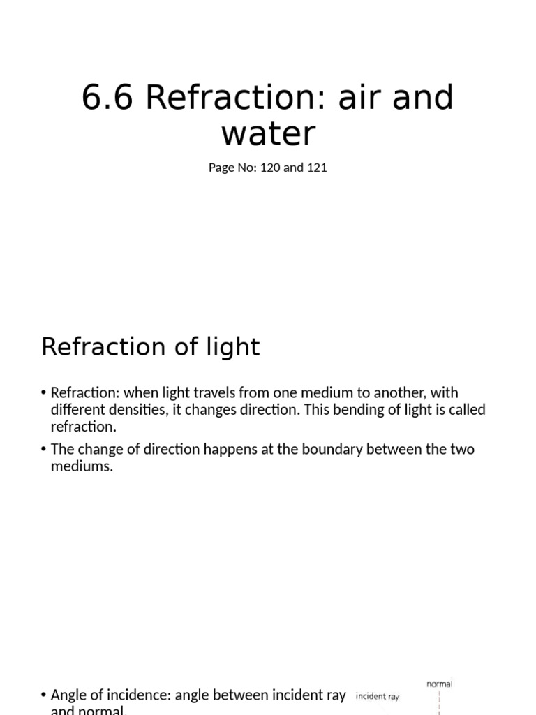 6.6 Refraction Air and Water | PDF