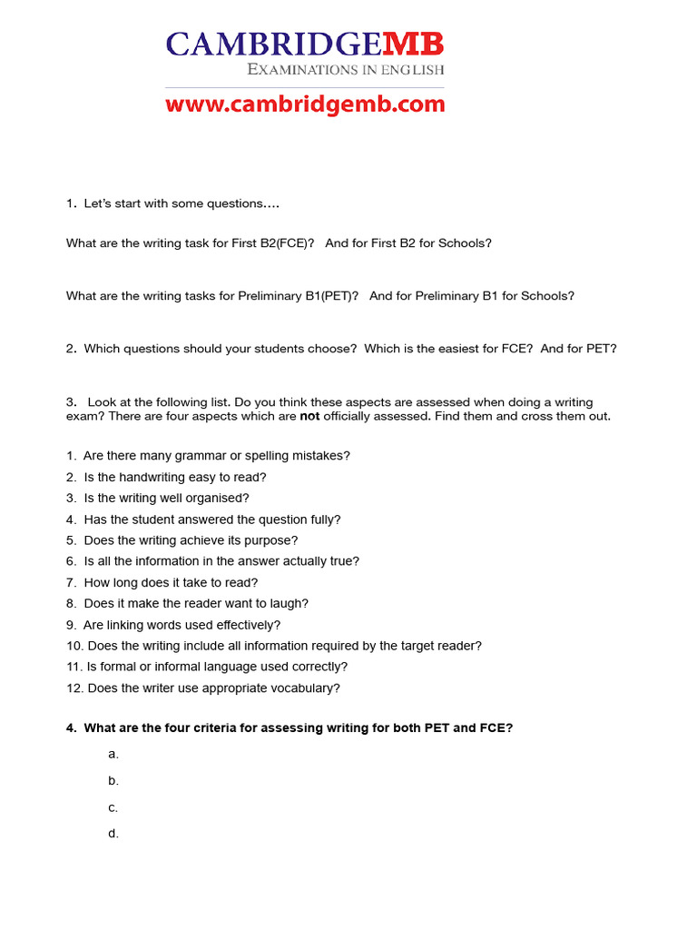 Writing Assessment Handouts PDF 2024 | PDF