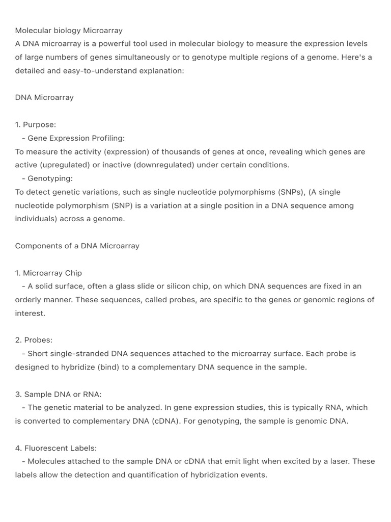 Molecular Biology Microarray | PDF | Dna Microarray | Complementary Dna