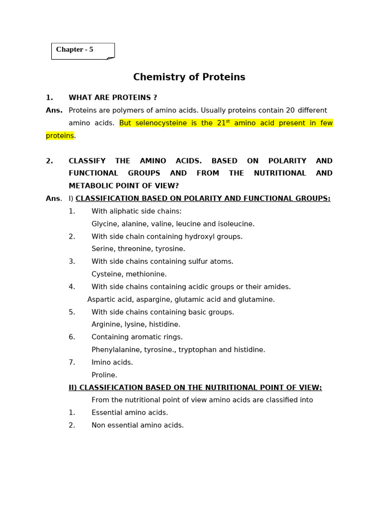 Chemistry of proteins | PDF