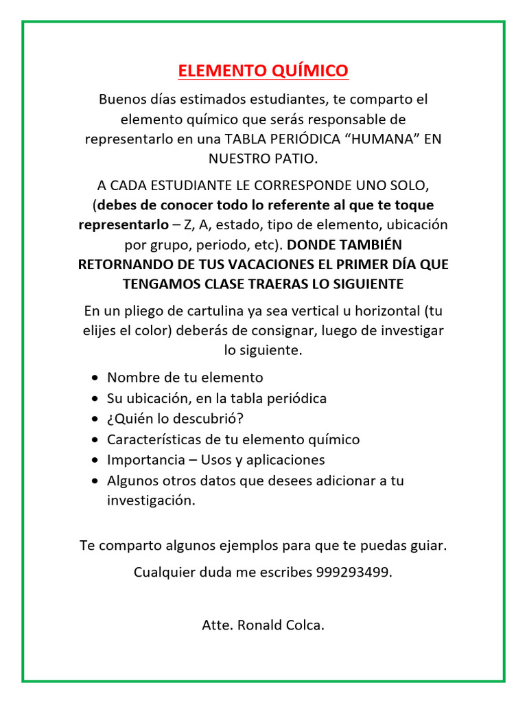 ELEMENTO QUÍMICO | PDF