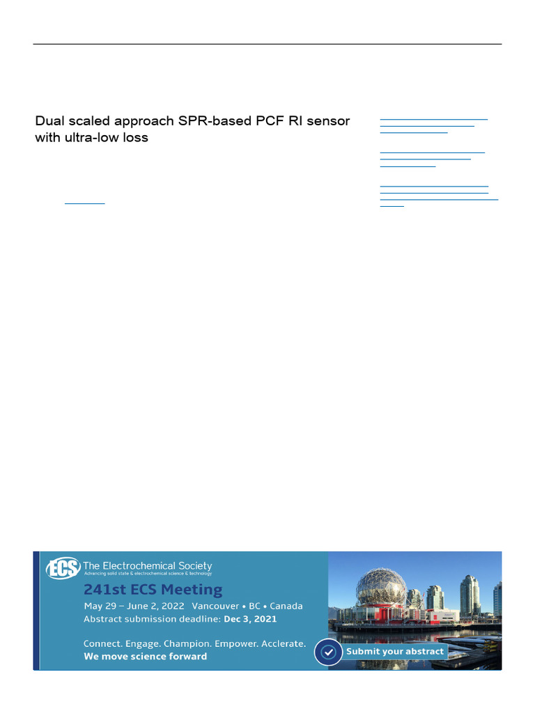 Dual Scaled Approach SPR-based PCF RI Sensor With | PDF