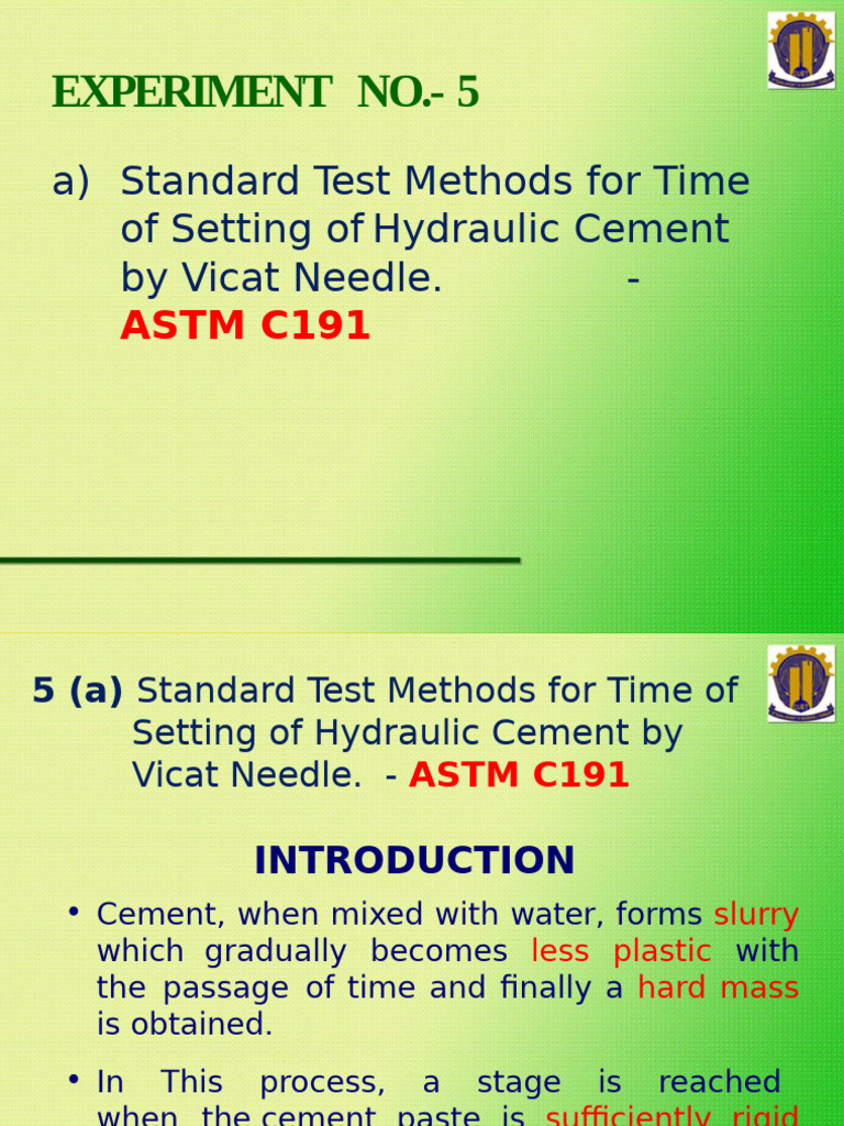 Lecture 5-Cement2 - Setting Time | PDF