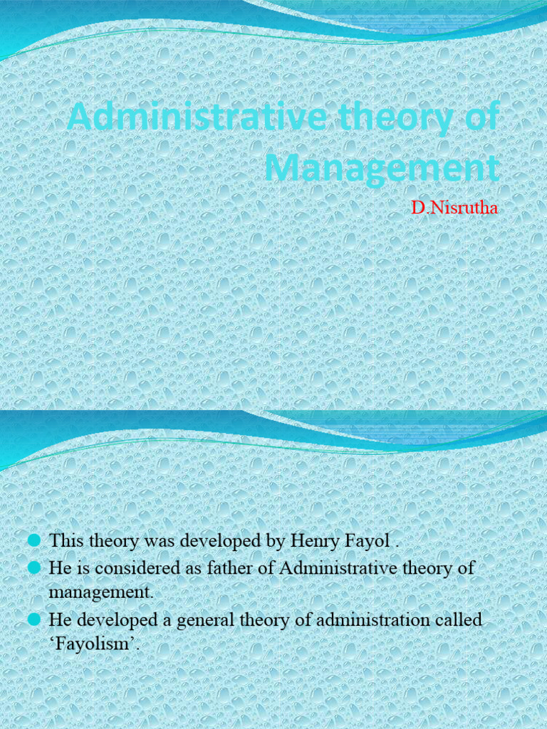 Administrative Theory of Management | PDF