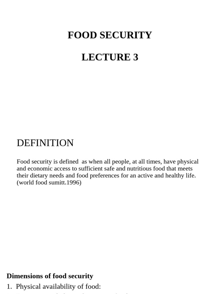 Lecture 3-Food Security | PDF