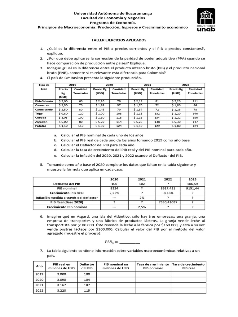 Taller 1 Principios De Macro 2024 Pdf