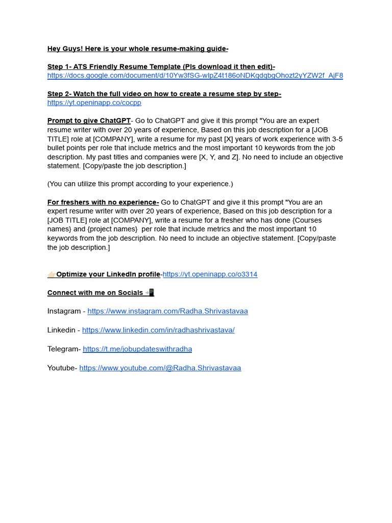 Resume Making Guide by Radha | PDF