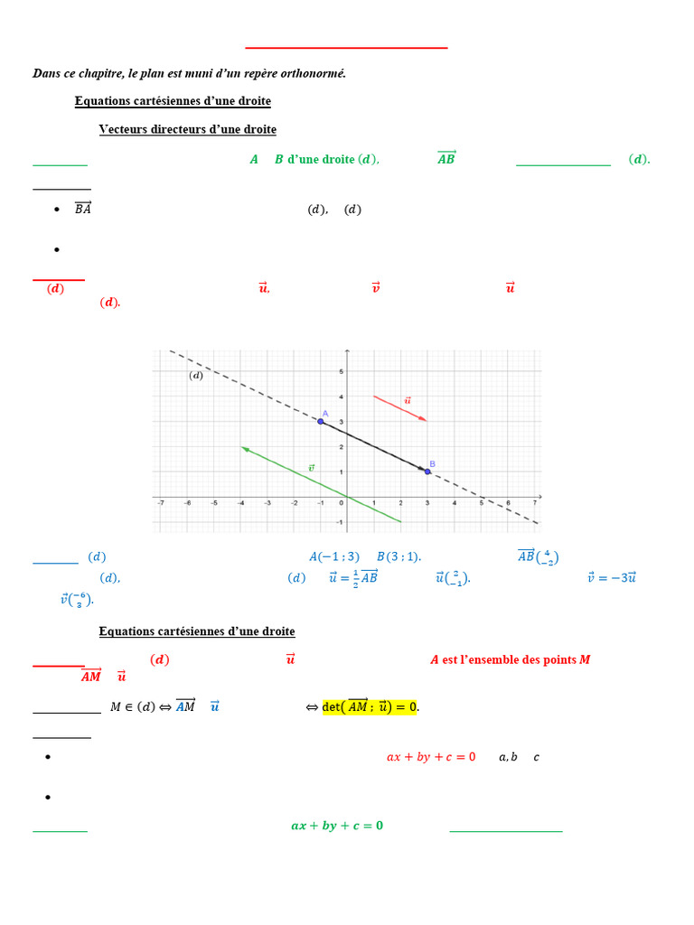 2nde 9-Chapitre 20 (Corrigé) - Equations de Droites - 2023-24 | PDF 2nde 9-Chapitre 20 (Corrigé) - Equations de Droites - 2023-24 | PDF